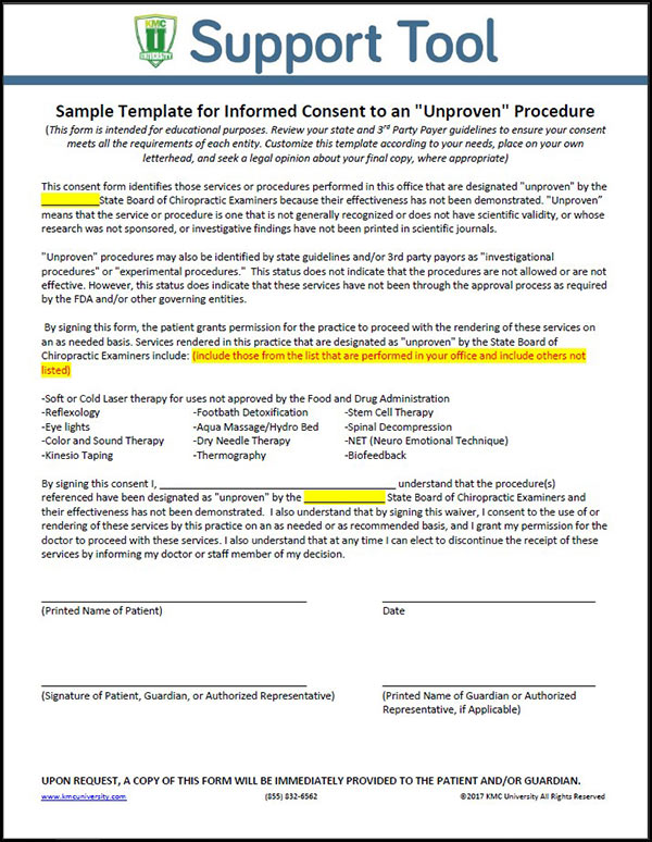Sample Informed Consent - Unproven Procedure - KMC University