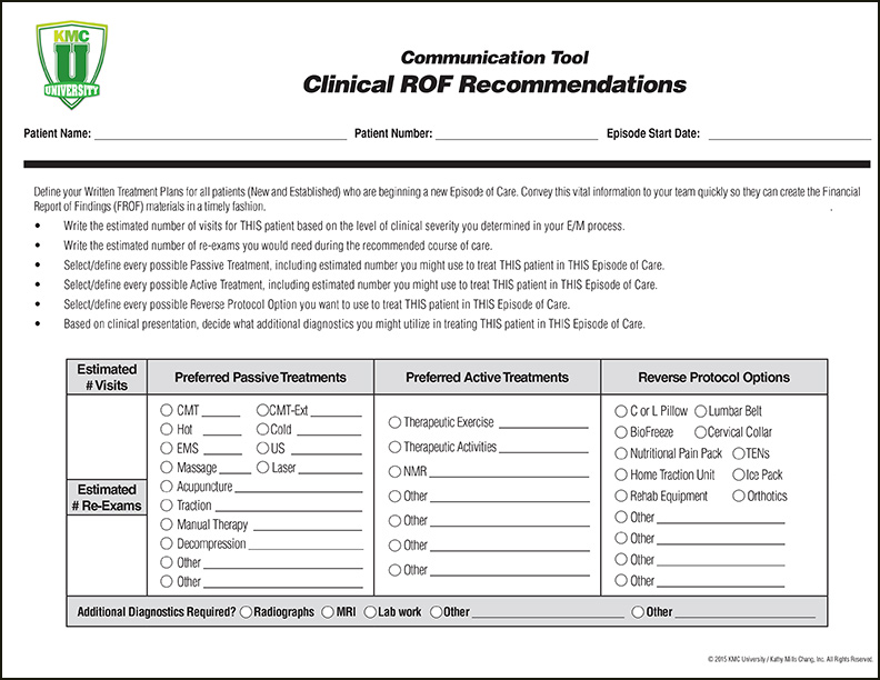 Clinical ROF Recommendations - KMC University