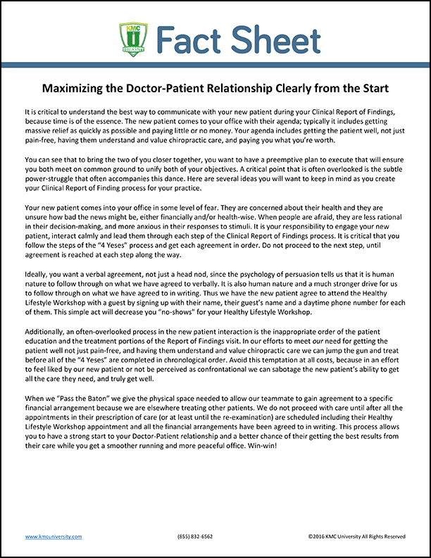 Maximizing the Doctor-Patient Relationship Clearly from the Start - KMC ...