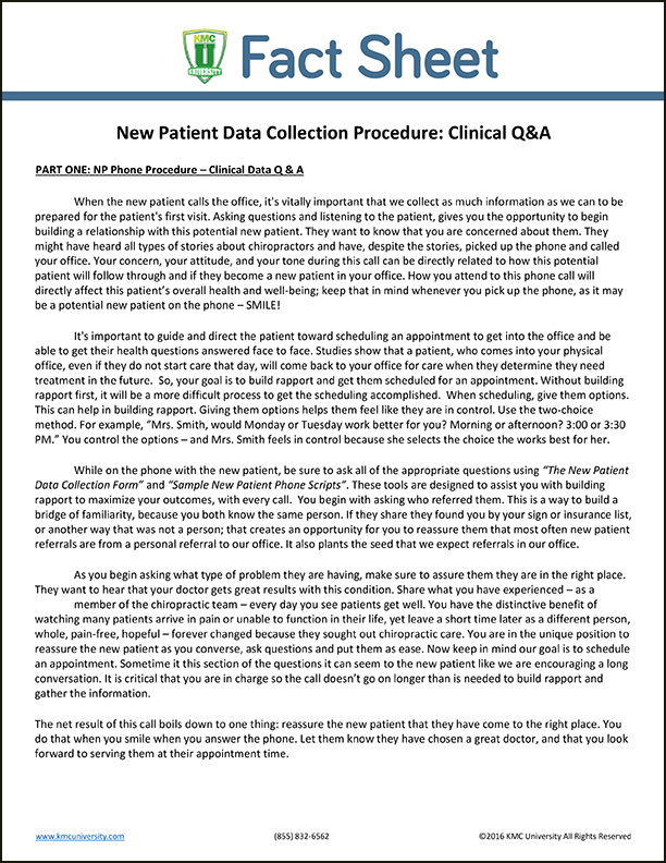 New Patient Data Collection Procedure-Clinical - KMC University
