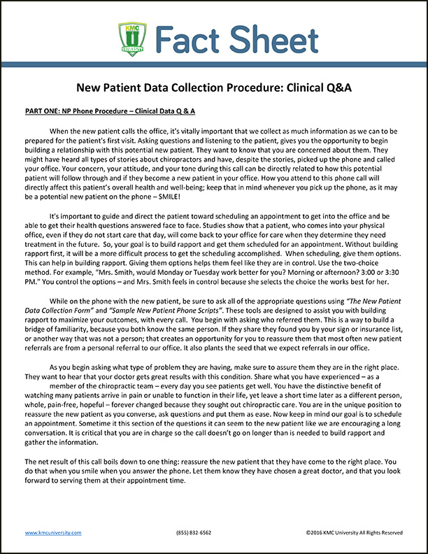 New Patient Data Collection Procedure-Clinical - KMC University