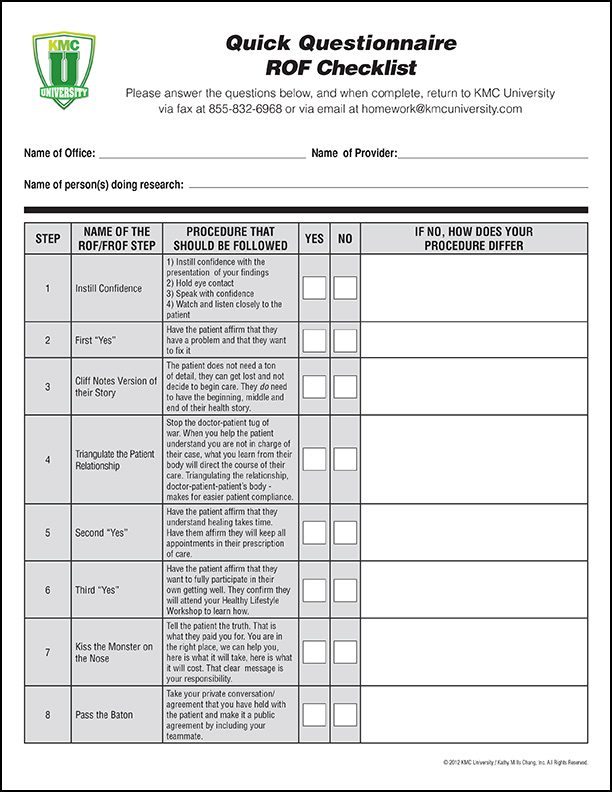 ROF Checklist - KMC University