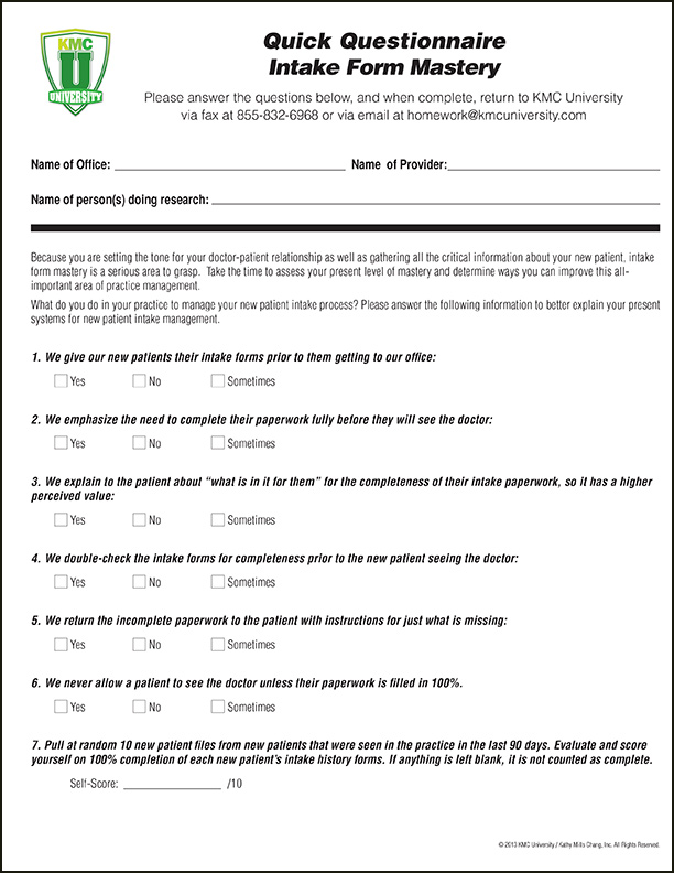 Intake Form Mastery - KMC University