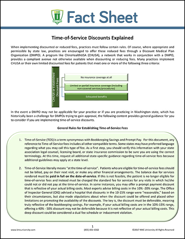 Time of Service Discounts Explained - KMC University