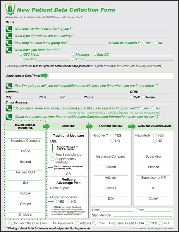 New Patient Data Collection Form - KMC University New Patient Data Collection Form - KMC University