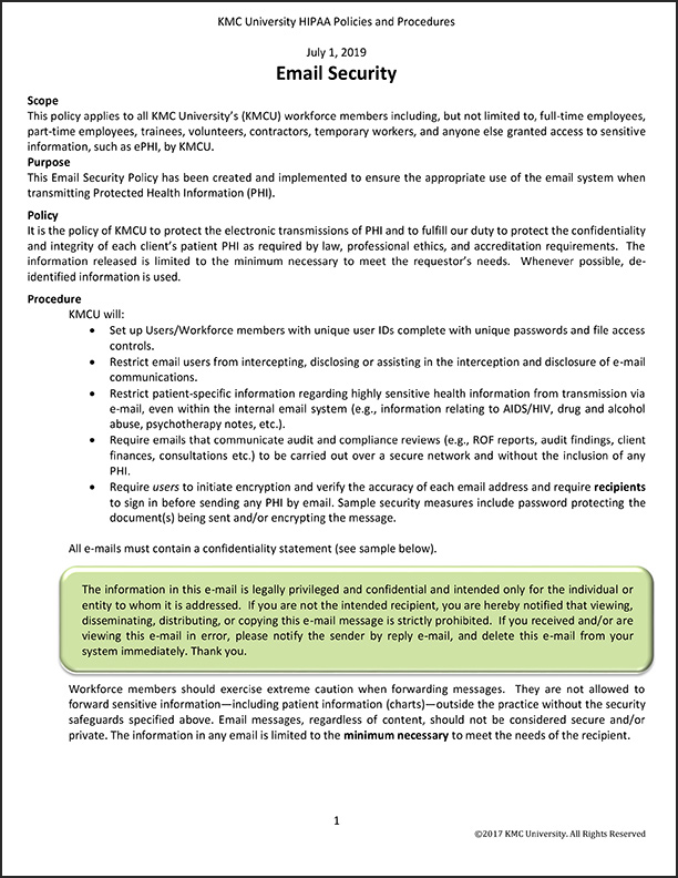 Email Security Policy - KMC University