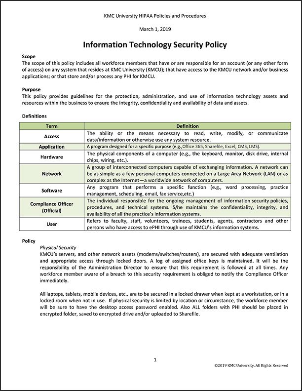 Information Technology Security Policy - KMC University